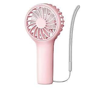 Zuvas Mini Portable Fan Rechargeable Small Handheld Fan 3 Speed Powerful Personal Fan Battery Operated USB Hand Fan for Outdoor Travel Makeup Eyelash Girls Children, Pink