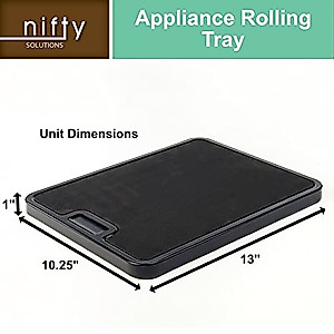 Nifty Small Appliance Rolling Tray - Black, Home Kitchen Counter Organizer, Integrated Rolling System, Non-Slip Pad Top for Coffee Maker, Stand Mixer, Blender, Toaster