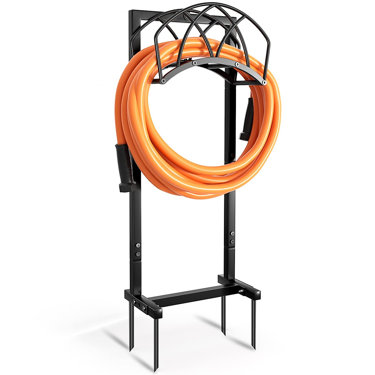 GREENER Garden Hose Holder GREENER Freestanding Heavy Duty Water Hose Holder Detachable Metal Hose Hanger Holds 150-feet Hose,Outdoor Hose Stands Hose Holder Storage Rack For Outside Yard Lawn, Black
