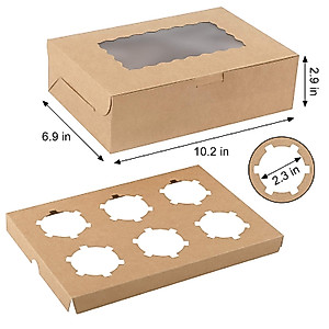 Moretoes 24 Sets Cupcake Boxes with Inserts Bakery Boxes with Window Fit 6 Cupcakes or Muffins