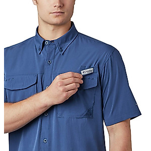 Columbia Men's Standard Permit Woven Short Sleeve Shirt, Carbon, Large