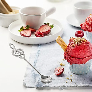 Honbay 6PCS Stainless Steel Coffee Spoons Musical Note Mixing Teaspoons Small Dessert Ice Cream Spoons for Home, School, Office or Restaurant (6.14")