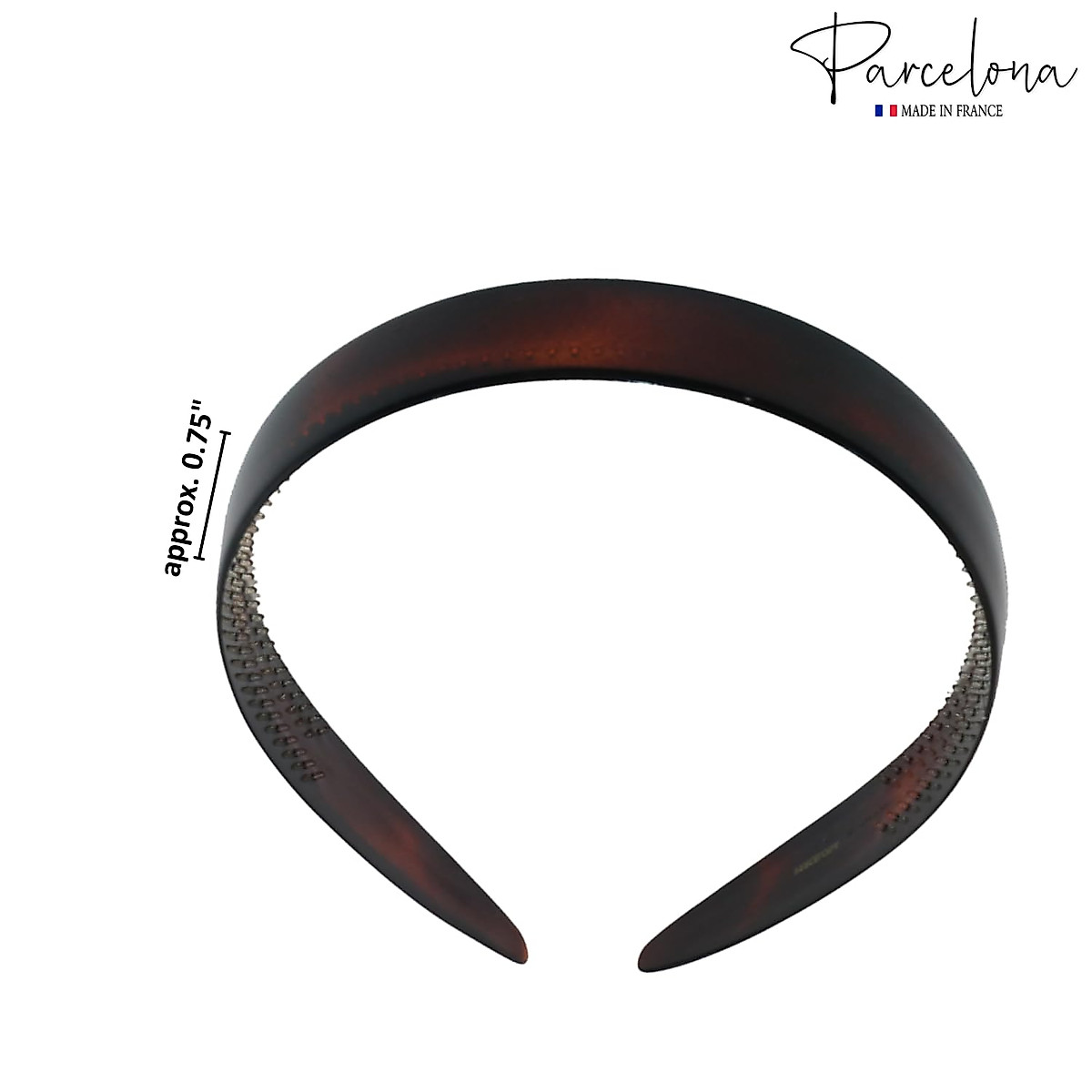 Parcelona French Wide 3/4" Shell Brown and Black Celluloid Set of 2 Headbands for Women