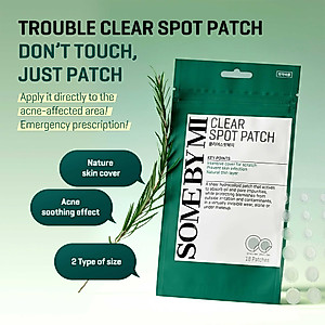 SOME BY MI 30 Days Miracle Clear Spot Patch - Pack of 1, 18 Counts, 2 Size(10mm 9Counts, 12mm 9Counts) - Invisible Hydrocolloid Skin Trouble and Pimple Patch with No Irritation - Korean Skin Care
