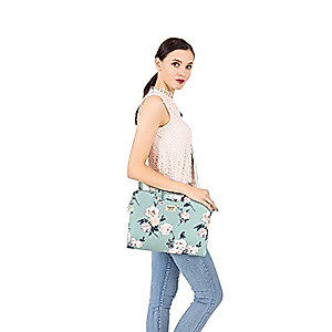 MOSISO Laptop Shoulder Bag Compatible with MacBook Air 15 inch M3 M2/Pro 16 M4 M3 M2 M1 2025-2019,15-15.6 inch Notebook, Camellia Carrying Sleeve with Belt, Green