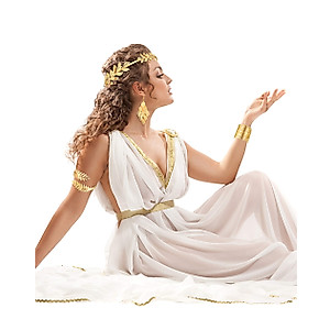 Jstyle Grecian Goddess Costume Accessories Set for Women Leaf Headband Coil Upper Arm Bracelet Dangle Earrings for Wedding Toga Party