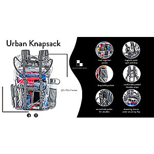 Heavy Duty Clear Backpack with Front Pocket, Clear Bookbag (Steel Gray) Medium