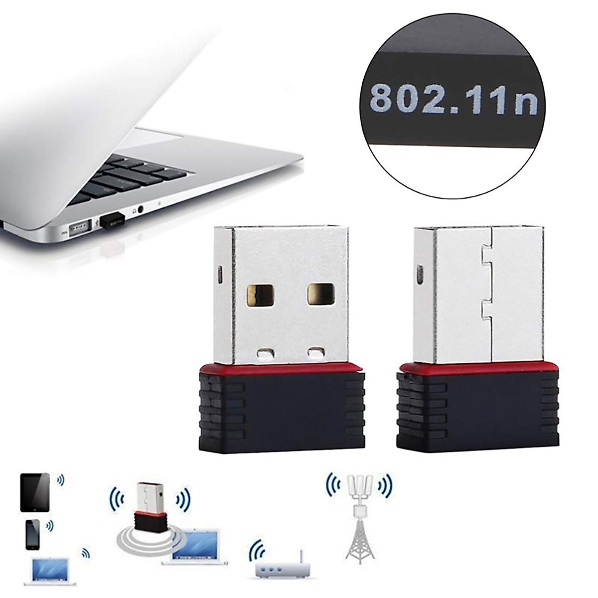 XVZ USB WiFi Adapter, 150mbps Dual Band 2.4G Wireless Adapter, Mini Wireless Network Card WiFi Dongle for Laptop/Desktop/PC, Support Windows10/8/8.1/7/Vista/XP/2000, Mac OS X 10.6-10.14,Linux