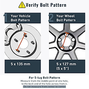 RockTrix 4pcs 1.5 inch 5x135 to 5x5 Wheel Adapters (Changes Bolt Pattern) 14x2 Studs Compatible with Ford Expedition F150 F-150 Lincoln Navigator Blackwood (5x135 to 5x127 Spacers)