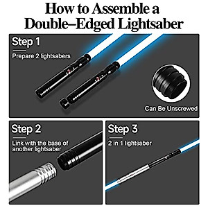 Dueling Light Saber RGB 12 Colors Light Sabers - Metal Hilt Black Series Sabers for Adults Cosplay Party, Birthday Gift, 9 Sound Fonts, FOC, Support Real Heavy Dueling (Gun)