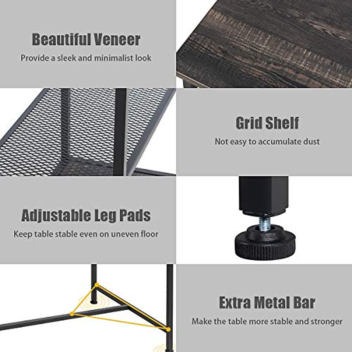 COSTWAY Counter Height Pub Table, Modern Bar Table with 3 Open Storage Shelves, Dining Table with Metal Frame for Small Space, Dining Room, Living Room, Breakfast Nook, Bar, Black