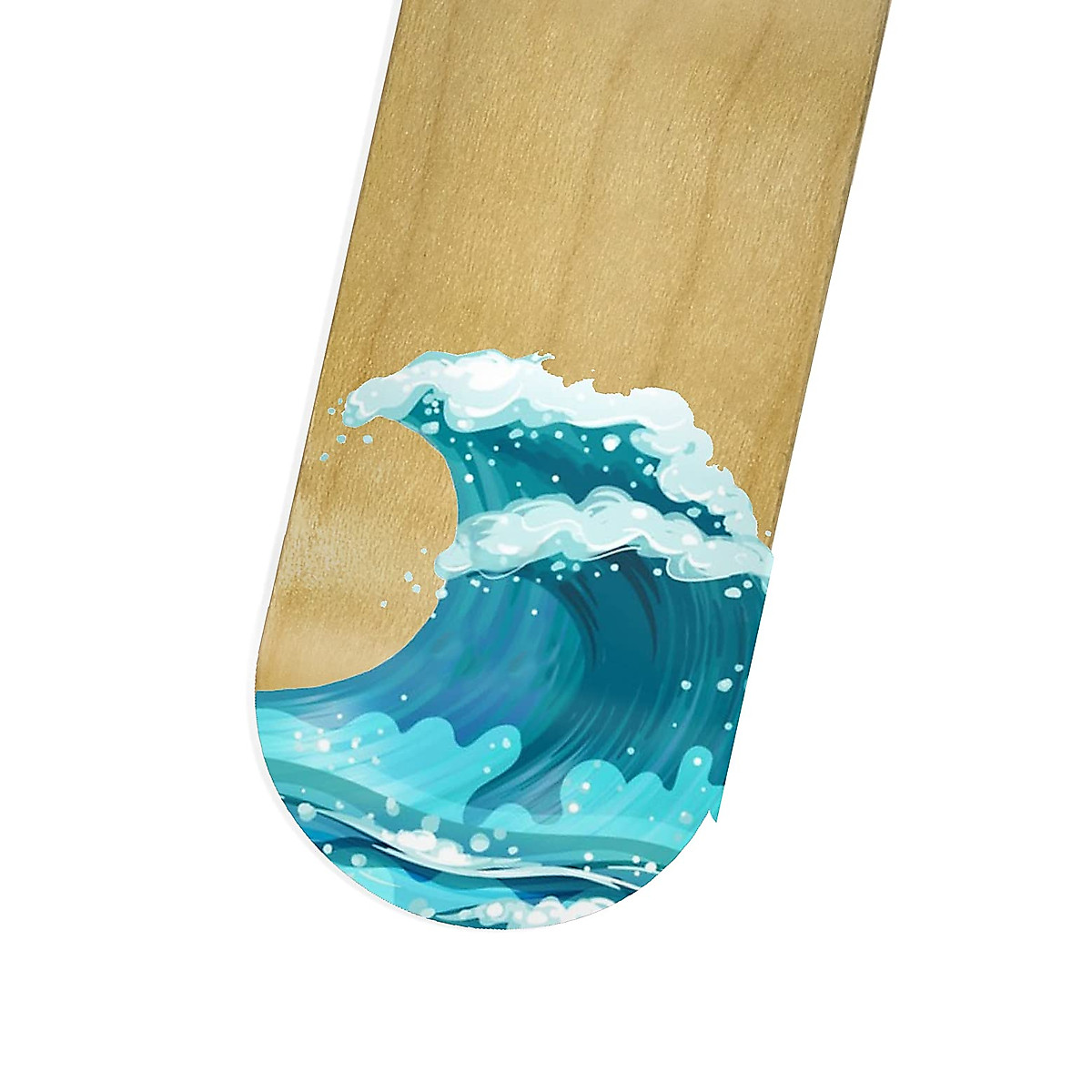 Teak Tuning Premium Fingerboard Graphic Deck, Waves - 34mm x 97mm - Heat Transfer Graphics, Pro Shape & Size - Pre-Drilled Holes - Includes Prolific Foam Tape