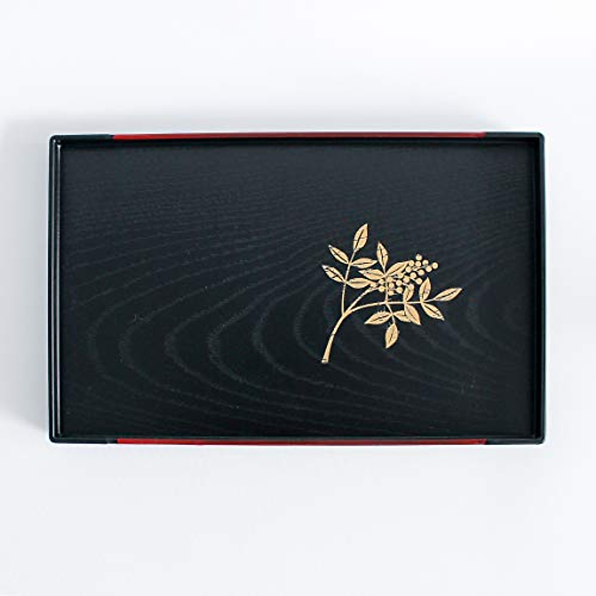 Tea Serving Tray, Japanese Style, Sakura Cherry Blossom and Nanten Sacred Bamboo, 10 x 6.3inches (Rectangle (Iris))