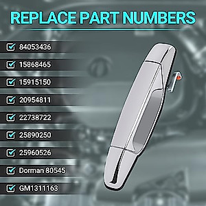 MNJWS Exterior Chrome Door Handle, Front Passenger Side, Compatible with 2007-2014 Chevy Silverado Suburban Tahoe GMC Sierra Yukon Cadillac Escalade, Replace 22738722 84053436 80545