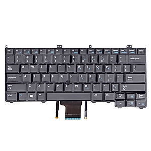 SUNMALL Backlit Keyboard Replacement with Pointer and Backit Compatible with Dell Latitude 14 7000 E7440 E7240 E7420 Series Black US Layout