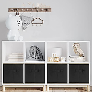 ASXSONN Fabric Storage Bins Set of 6, Large Storage Baskets for Shelves with Reinforced Handles, Black & Beige