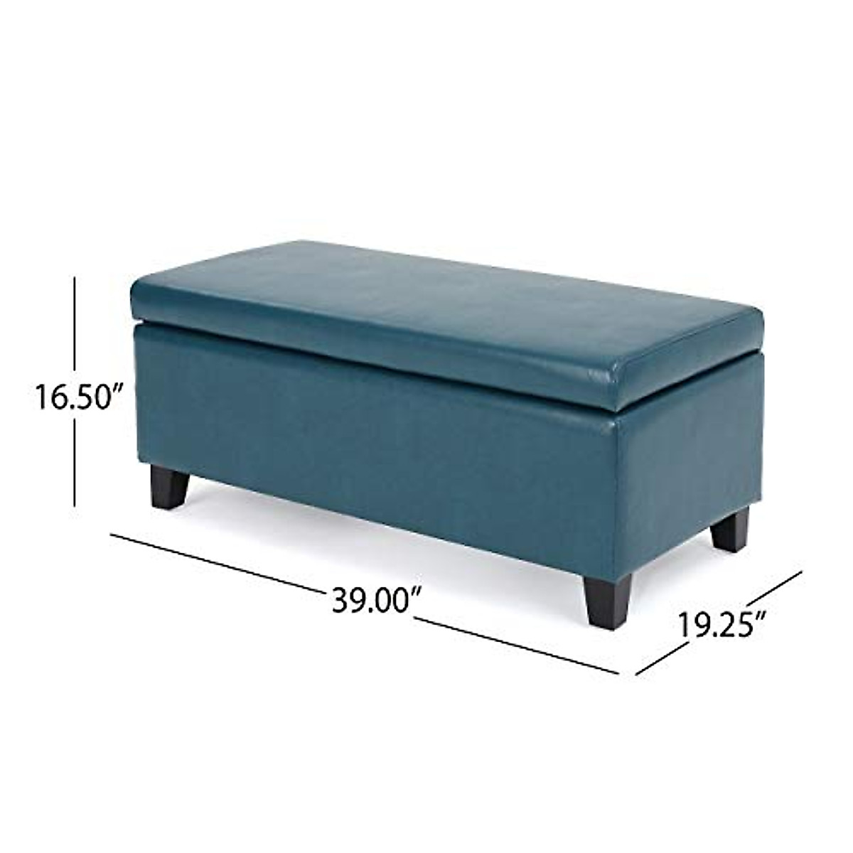 Christopher Knight Home Breanna Leather Storage Ottoman, Teal