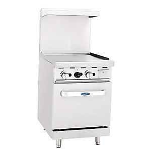 Atosa AGR Commercial Gas Range, 24" Gas Range, Griddle Top, (1) 20" Standard Oven, Propane Gas (AGR-24G-LP)