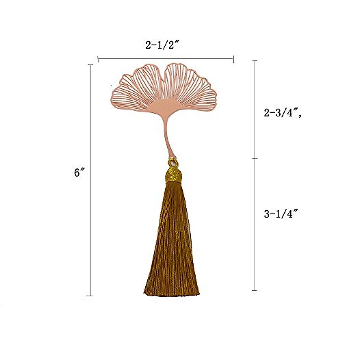 yueton Metal Leaf Tassel Bookmarks Ginkgo Leaf Bookmarkers Rose Gold Plated Brass Page Marker for Book Lovers