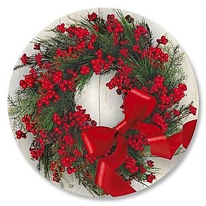 Wreath & Ribbon Christmas Holiday Envelope Seals - Set of 72 Self-Stick Seals