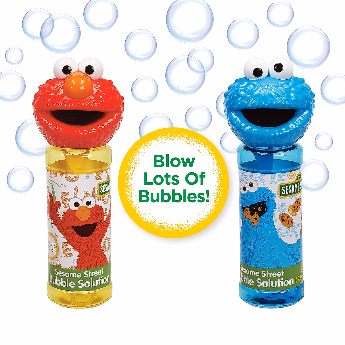 Little Kids Sesame Street Elmo & Cookie Monster 8oz Bubbles & Wand Character Party Favor Pack, 12 Pack,Red/Blue