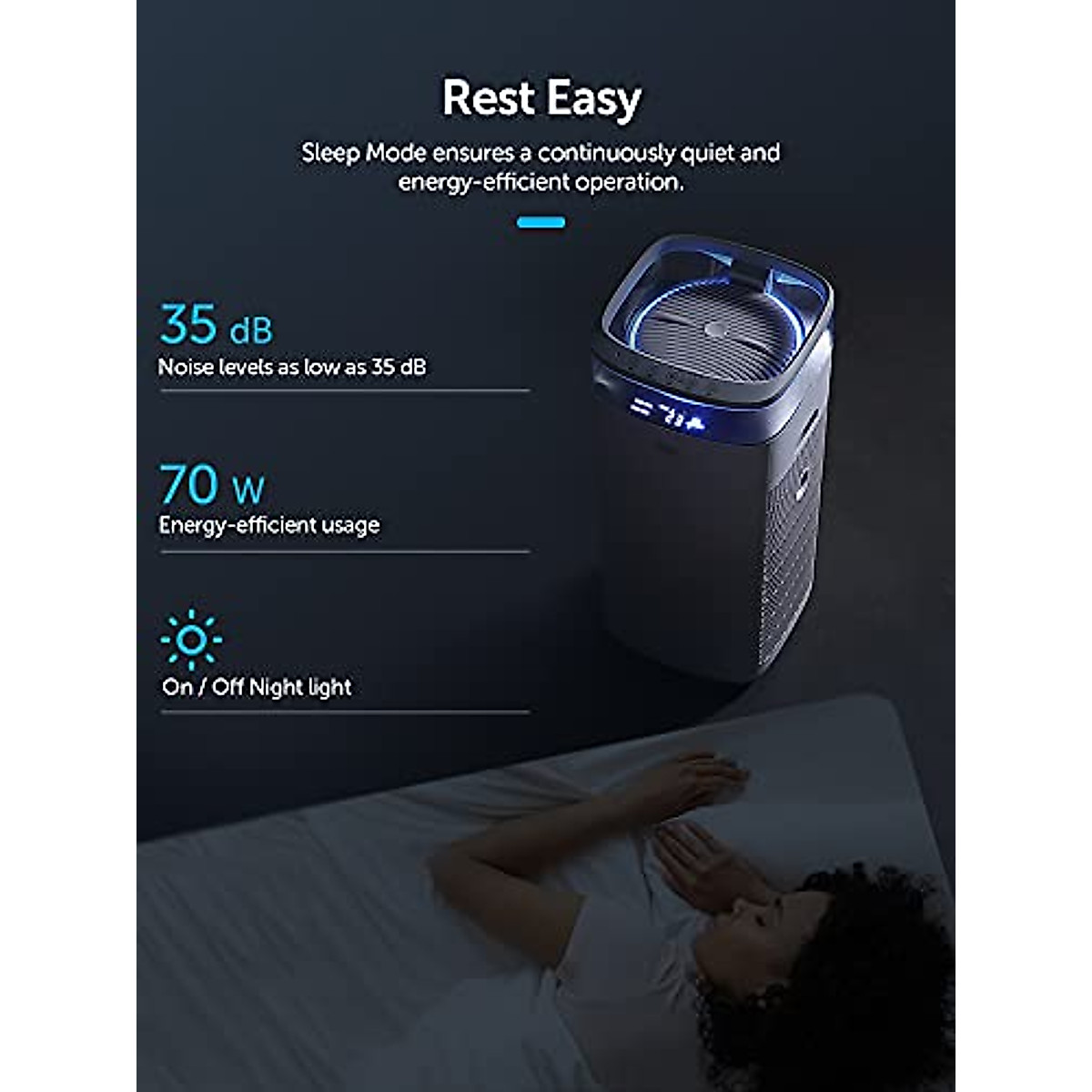 Lago Air Purifier for Home with True HEPA Odor-Reducing Carbon Filter, 3-in-1 Dual Filter Suction, Up to 645 sq ft - Silent, Multiple Purification Speeds - Reduces Pet Dander, Pollen, Smoke, Dust