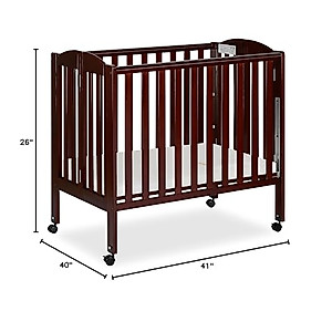 Dream On Me 3 in 1 Portable Folding Stationary Side Crib in Espresso, Greenguard Gold Certified , 41x26x40 Inch (Pack of 1)