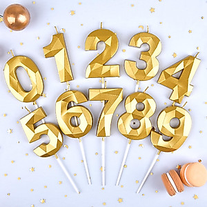 CAKE CODE 2.76 Inch Crystal Gold 1 Number Birthday Candles, Gold Number Candles, Cake Number Candles, Party Celebration