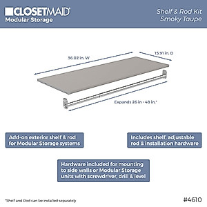 ClosetMaid Modular Storage Shelf and Hang Rod Kit, Taupe