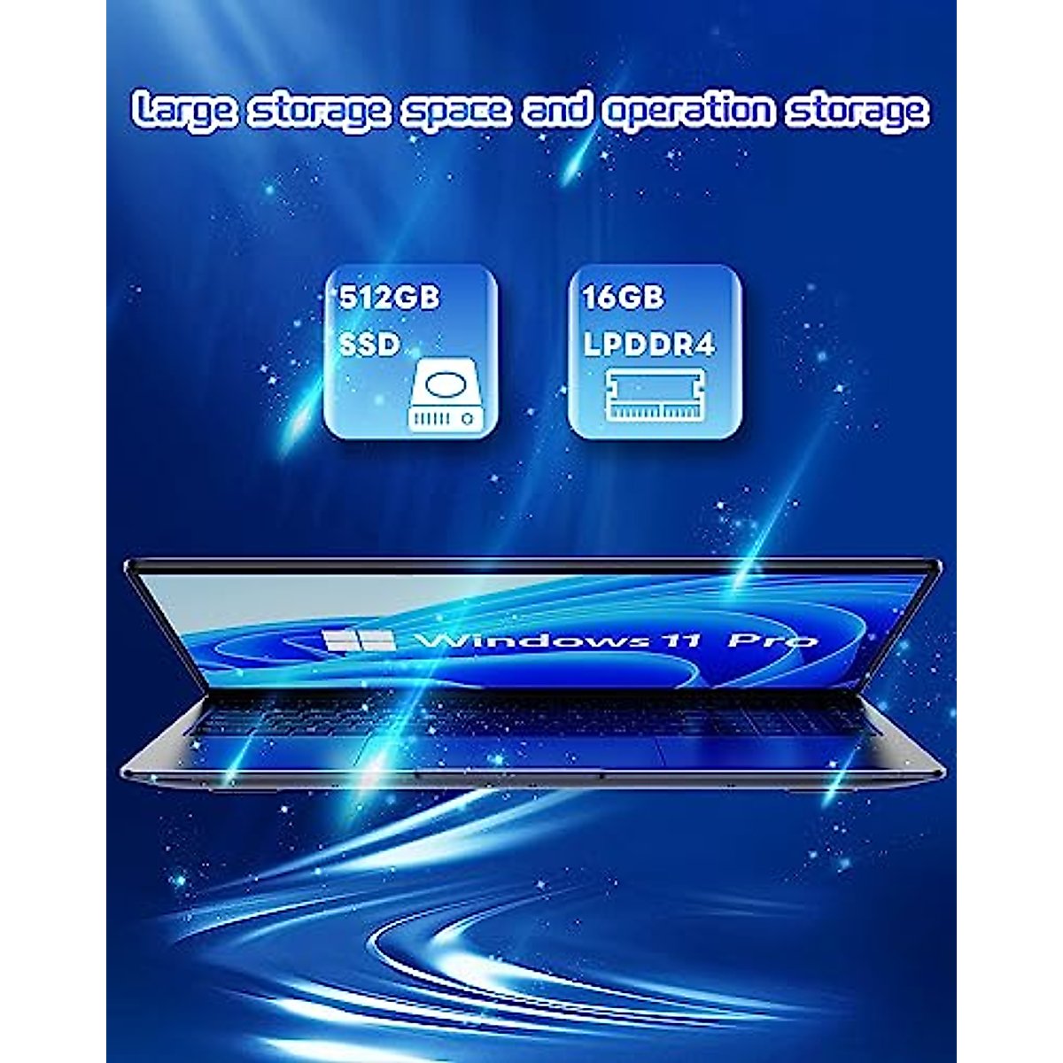 SAINTDISE 15.6 Inch Laptop PC Built with Intel Cerelon N5095(UP to 2.9Ghz) 4-Core CPU Laptops 16GB RAM 512GB ROM UHD Notebook Computer WiFi5 Bluetooth 4.2 Webcam,Fingerprint Unlock