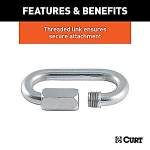 CURT 82903 Threaded Quick Link Trailer Safety Chain Hook Carabiner Clips, 5/16-Inch Diameter, 1,760 lbs., 2-Pack