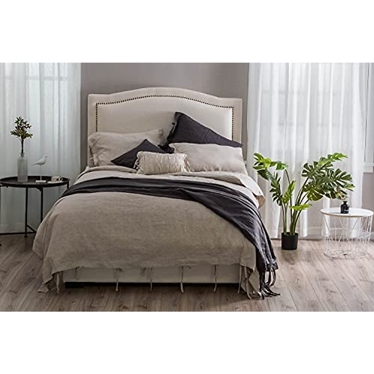meadow park 100% Stone Washed Linen Duvet Cover Set 3 Pieces, Queen 90 inches x 92 inches, Pillow Shams 20 inches x 26 inches, Ties Closure Style, Corner Ties, Super Soft, Solid Natural Linen Color