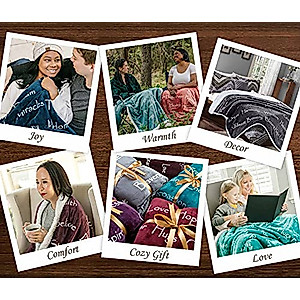 Chanasya Love and Joy Inspiring Gift Throw Blanket - Cozy, Warm and Fluffy Sherpa - Perfect Caring, Uplifting, Thoughtful, Personalized Gift for Blessings, Peace and Prayer (65x50 inches) Gray