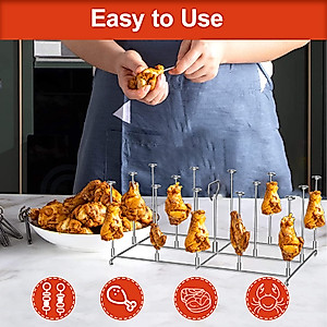 Air Fryer Skewer Stand Rack Compatible with Ninja Foodi Air Fryer DZ201, DZ401, Stainless Steel Skewers Rack Holder with Silicone Mat for 8 Qt Air Fryer Accessories, Skewer Accessory for Kabobs