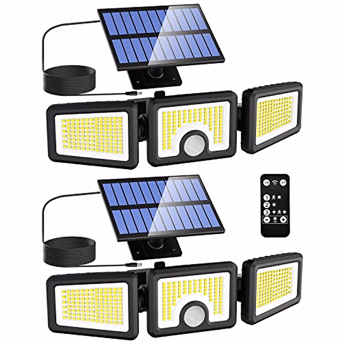 Otdair Solar Outdoor Lights,312 LED Solar Flood Lights,Separate Panel ,270°Wide Lighting Angle Security Lights(2 Pack)