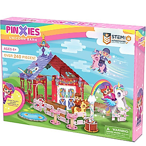 PINXIES Unicorn Barn | Build-Your-Own Magical Animals Farm Play Set, Kids 3D Puzzle Toy - STEM Girl Toys Ages 6-7 and Up