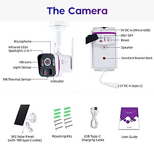 XMARTO 100% Wire-Free 4MP HD Solar Security Camera Wireless for Home Surveillance (All-Weather Solar Charge, AI Motion Detection, Spot Light and Siren, SD, NVR & Cloud Storage)