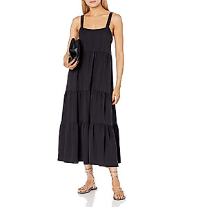 The Drop Women's Britt Tiered Maxi Tent Dress, Off-Black, S