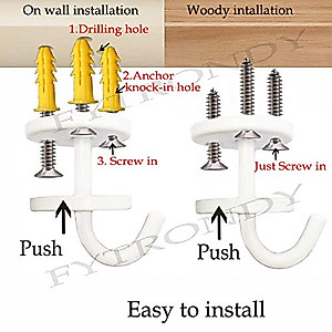 FYTRONDY White Edition Stainless Steel Screws Mount Ceiling Hooks, Coat Hanger (2 INCH, 4 Pack)