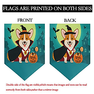 Oarencol Halloween Corgi Dog Witch with Cauldron Candy Garden Flag Trick or Treat Moon Bat Double Sided Home Yard Decor Banner Outdoor 12.5 x 18 Inch
