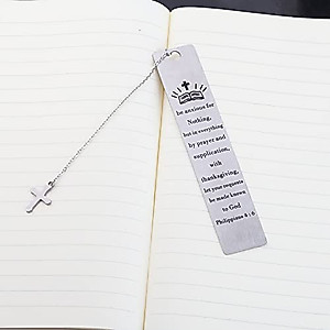 Gzrlyf Be Anxious for Nothing Bookmark Philippians 4:6 Bookmark Metal Bible Verse Bookmarks Christian Gifts for Book Lover (Philippians 4: 6 Bookmark)
