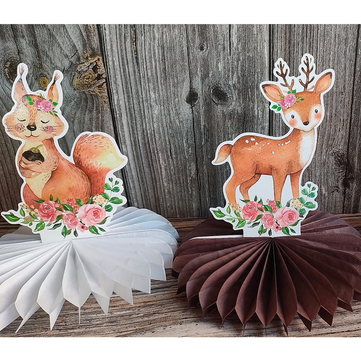 12Pcs Woodland Baby Shower Decorations Woodland Animals Honeycomb Centerpieces Baby Shower Decorations for Woodland Baby Shower Woodland Animals Birthday Party Supplies