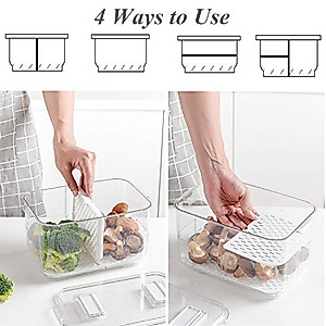 REFSAVER Fridge Produce Saver Food Storage Containers Stackable Refrigerator Organizer with Lids and Removable Drain Tray Drawers Bins Baskets for Kitchen