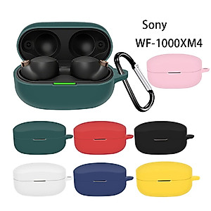 Cover Case for Sony WF-1000XM4 Earbud, Soft Silicon Colorful Sony WF-1000XM4 Case Wireless Earbuds Protective Cover with Keychain [3 Pack] (Black + Blue + White)