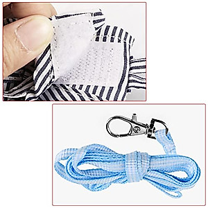 Small Pet Harness with Leash Outdoor Walking Comfort Adjustable Stripe Vest Lead Rope for Guinea Pig Hamster Ferret Baby Hedgehog Dutch Pig Blue S Size
