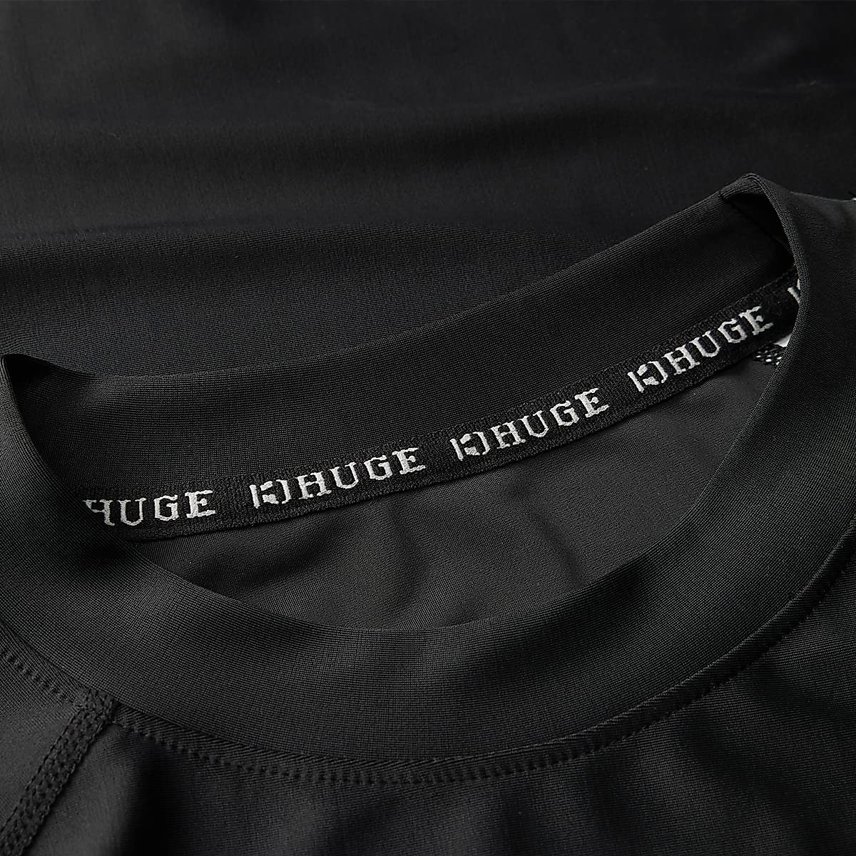 HUGE SPORTS Men's Rash Guard Long Sleeves UPF 50+ UV Sun Protection Quick Drying Splice Compression Swim Shirts Black Leopard