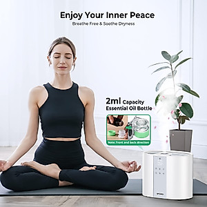 OPOWO Humidifiers for Bedroom, Cool Mist Humidifier for Baby and Plants, 5.5L(1.45 Gal) Top Fill Air Humidifier for Large Room with Essential Oil Diffuser, Sleep, Timer, Touch&Remote Control, Auto Off