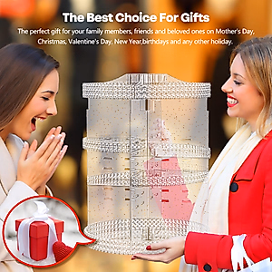 HEMTROY 360 Degree Rotating Makeup Organizer, Extra Large Capacity Organizador De Maquillaje, Removable 7 Layers Lipstick Organizer Cosmetic Storage Cases Perfume Organizer for Vanity (Glitter)