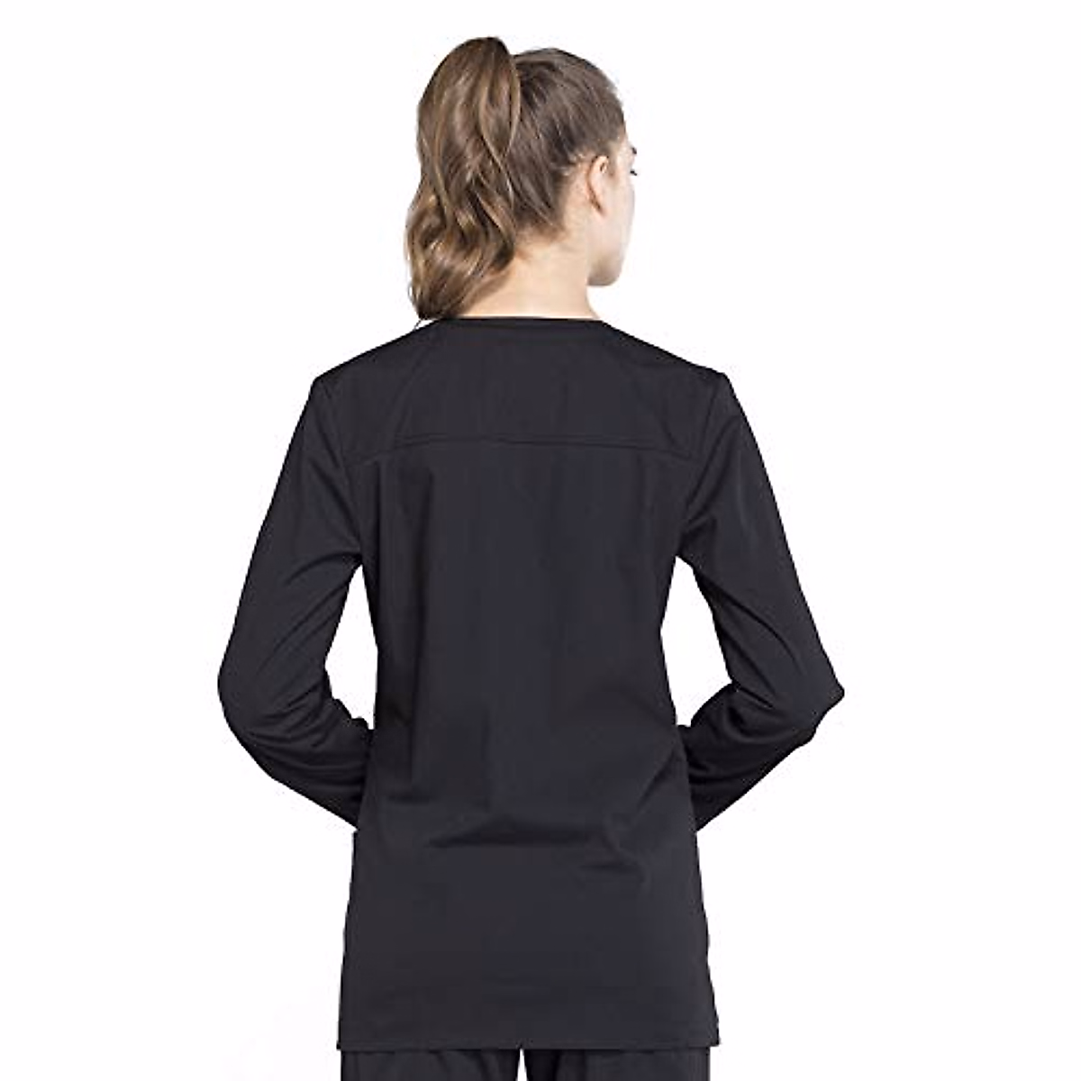 Snap Front Scrub Jackets for Women, Workwear Professionals Soft Stretch WW340, M, Black