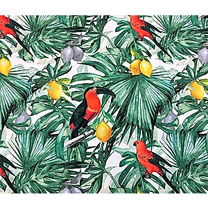 Tropical Toucan Birds,Lemons Floral Print Upholstery Fabric(200x140cm)-HDTF-0642-200